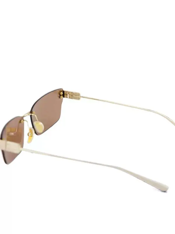Balenciaga Bronze-tone Cat-eye Rimless Logo Plaque Sunglasses