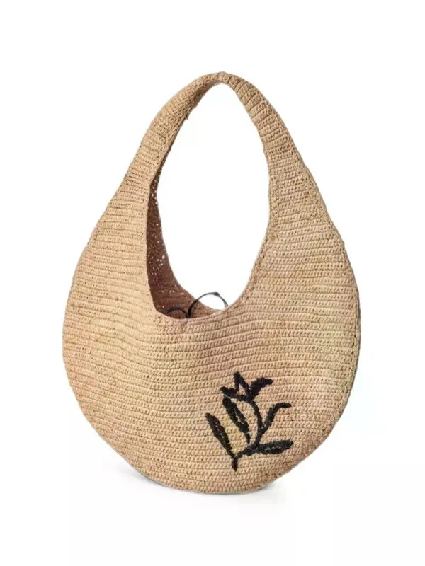 GABRIELE FRANTZEN Floral-embroidered Motif Bag - Neutrals