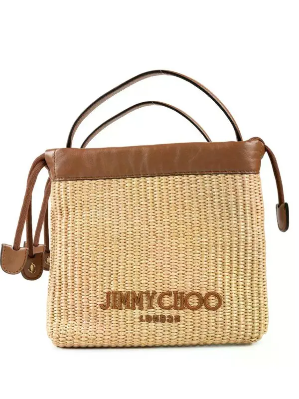JIMMY CHOO Woven Leather-trim Mini Bag
