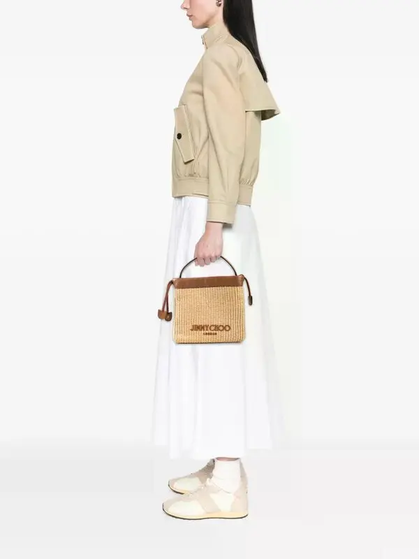 JIMMY CHOO Woven Leather-trim Mini Bag