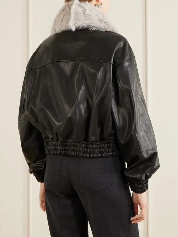 Nour Hammour Ellery Shearling-trimmed Leather Bomber Jacket