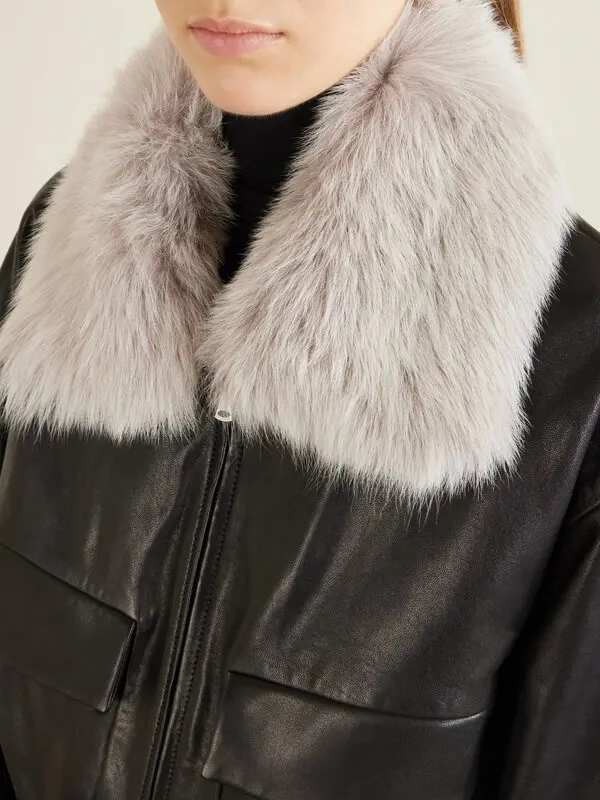 Nour Hammour Ellery Shearling-trimmed Leather Bomber Jacket