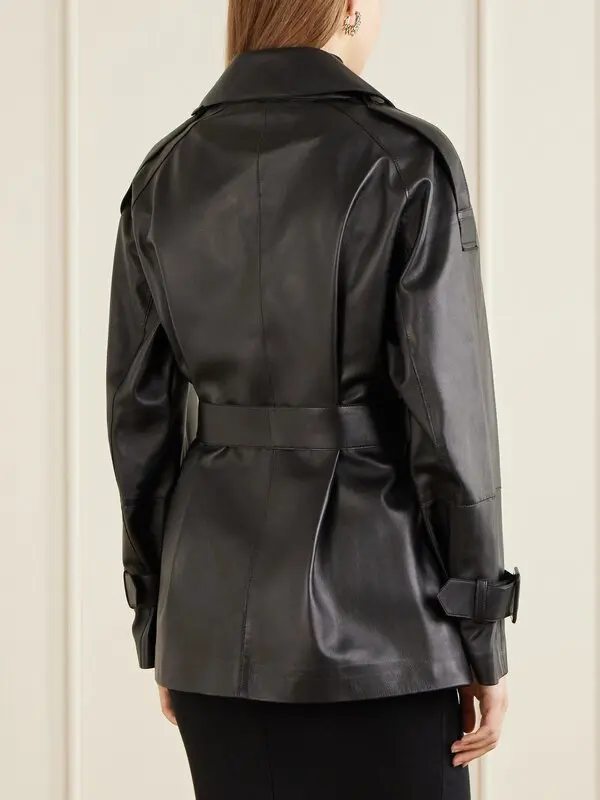 Nour Hammour Nera Belted Leather Jacket