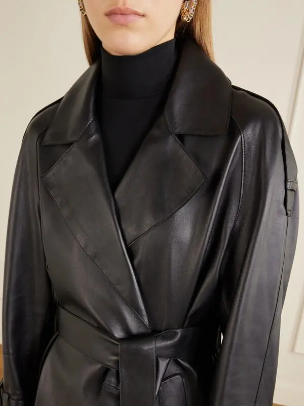 Nour Hammour Nera Belted Leather Jacket