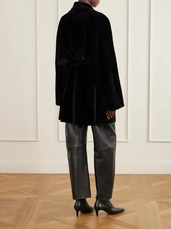 Nour Hammour Paneled Shearling Coat