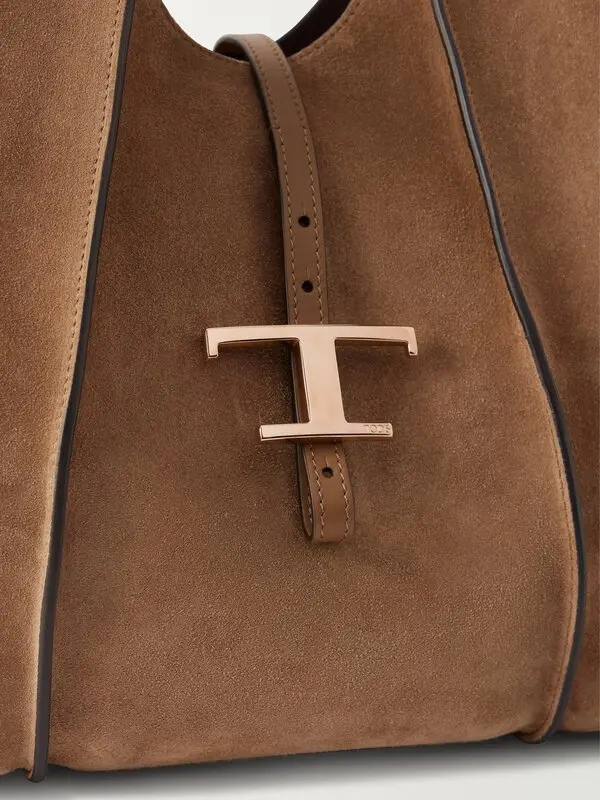 TOD'S T Timeless Suede Shoulder Bag - Neutrals