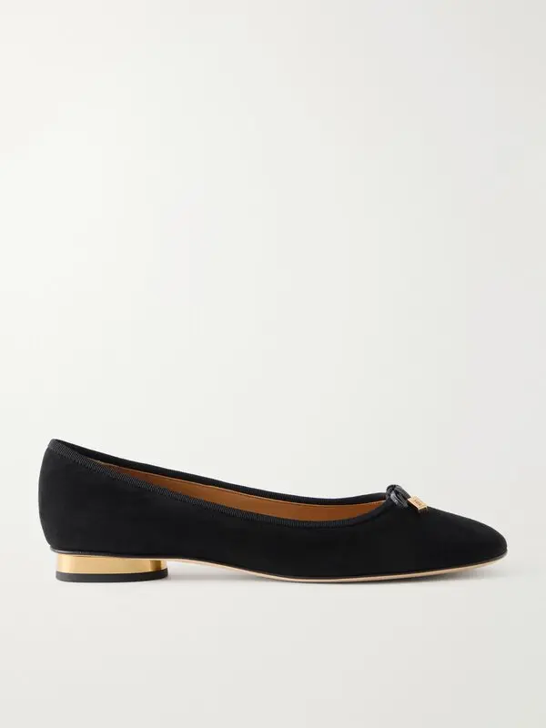 TOD'S Suede Ballerina Flats - Black