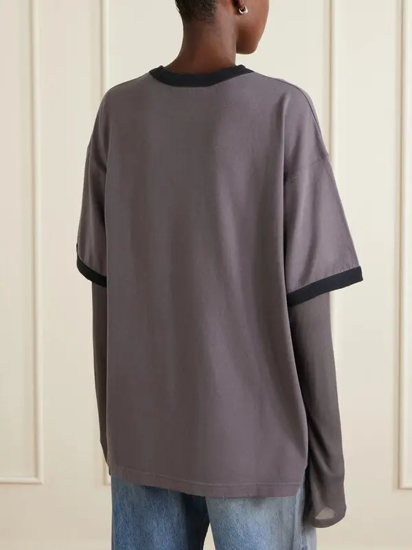 Acne Studios Logo-print Layered Cotton-jersey T-shirt - Purple