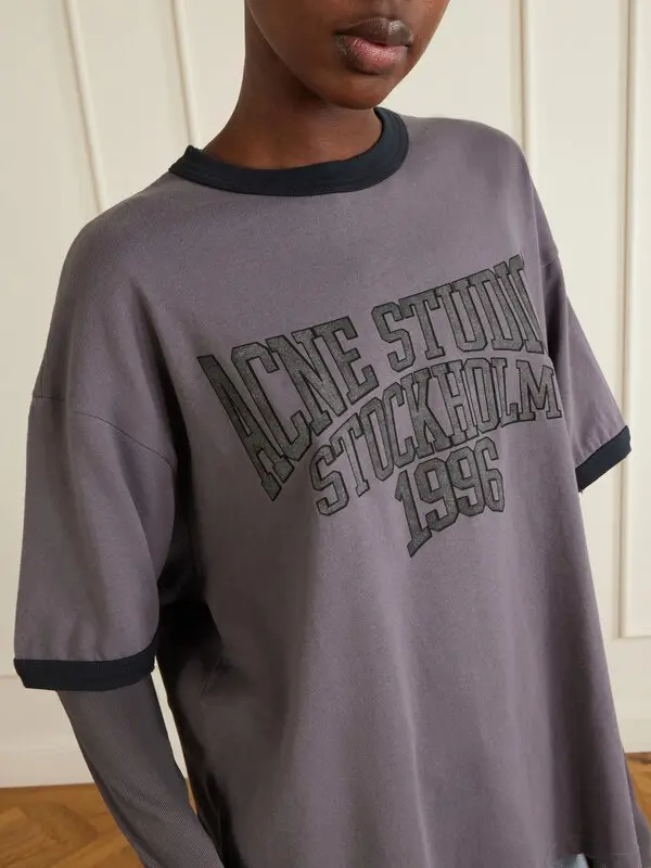 Acne Studios Logo-print Layered Cotton-jersey T-shirt - Purple