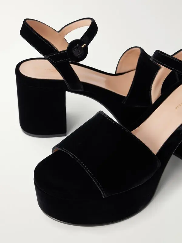 GIANVITO ROSSI Carol 35 Velvet Platform Sandals