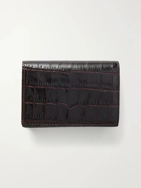 Smythson Mara Croc-effect Leather Wallet