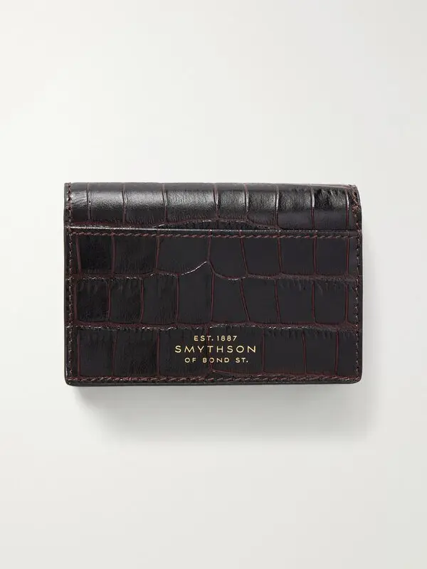 Smythson Mara Croc-effect Leather Wallet