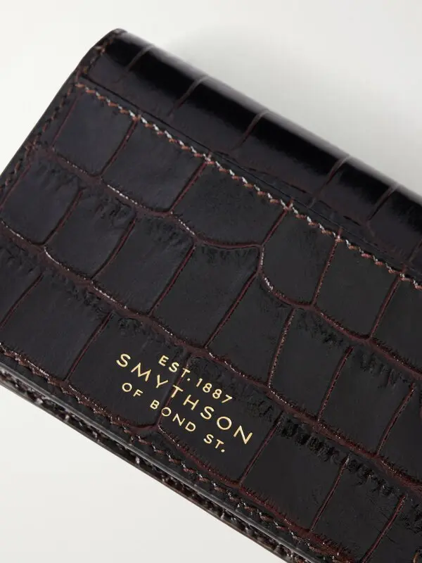 Smythson Mara Croc-effect Leather Wallet