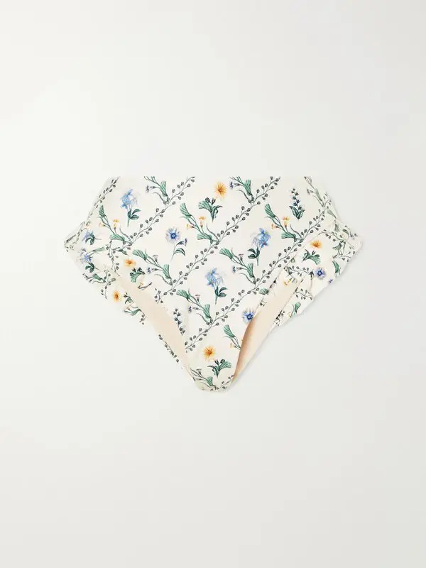 Agua Bendita Jengibre Brisa Floral-print Bikini Brief - Neutrals