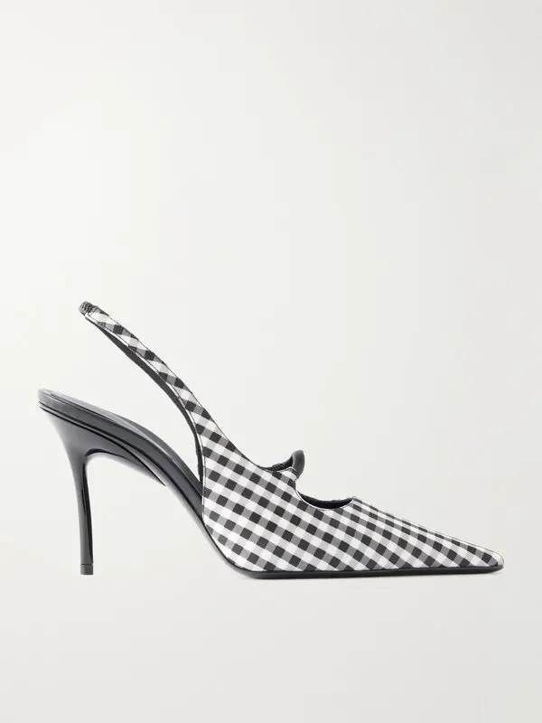 Alaïa 90 Checked Leather-trimmed Canvas Slingback Pumps - Multi