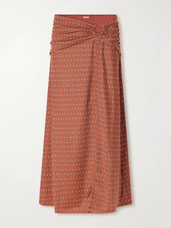Johanna Ortiz Under The Sun Gathered Printed Recycled Coverup - Brown