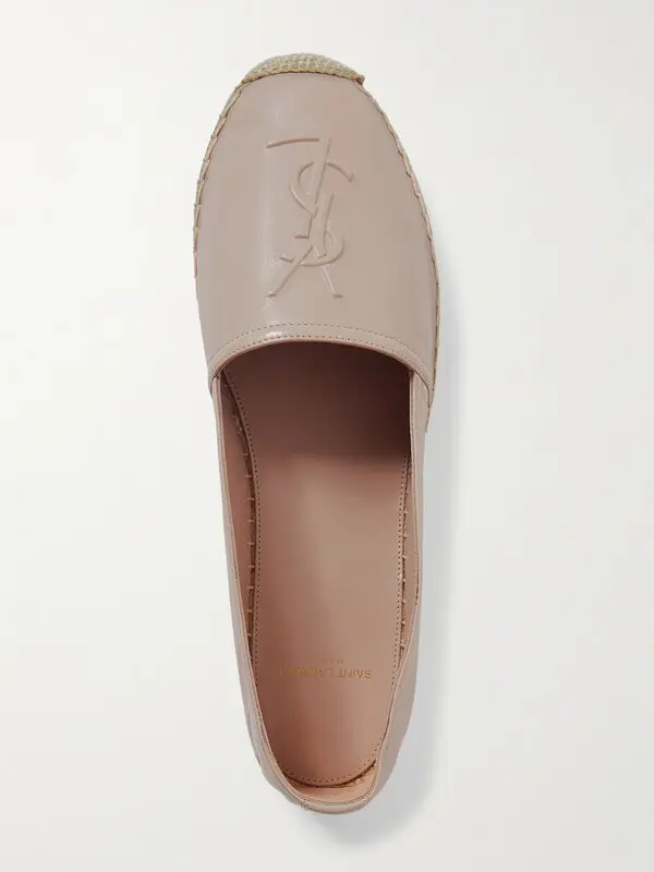 Saint Laurent Logo-embossed Leather Espadrilles