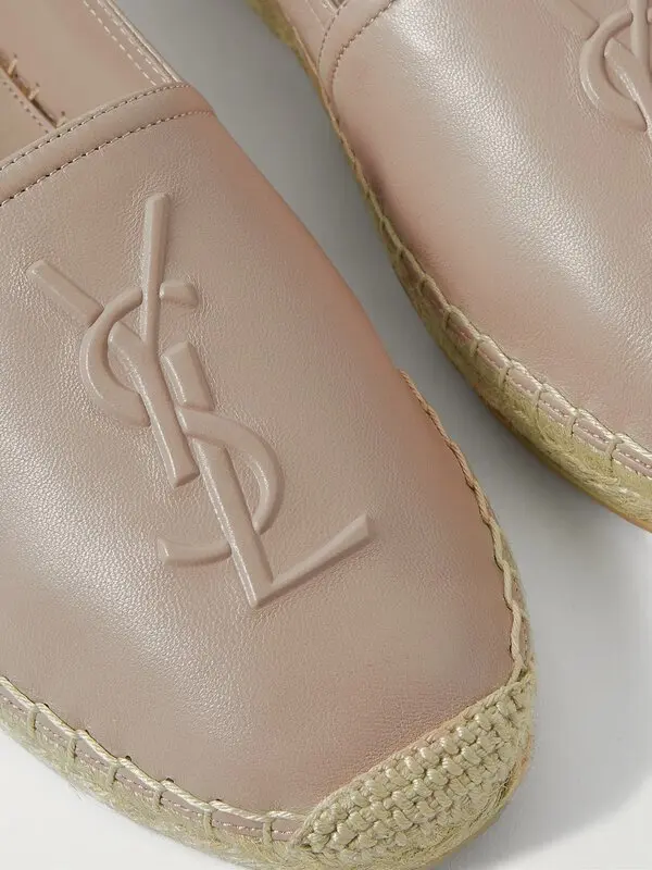 Saint Laurent Logo-embossed Leather Espadrilles