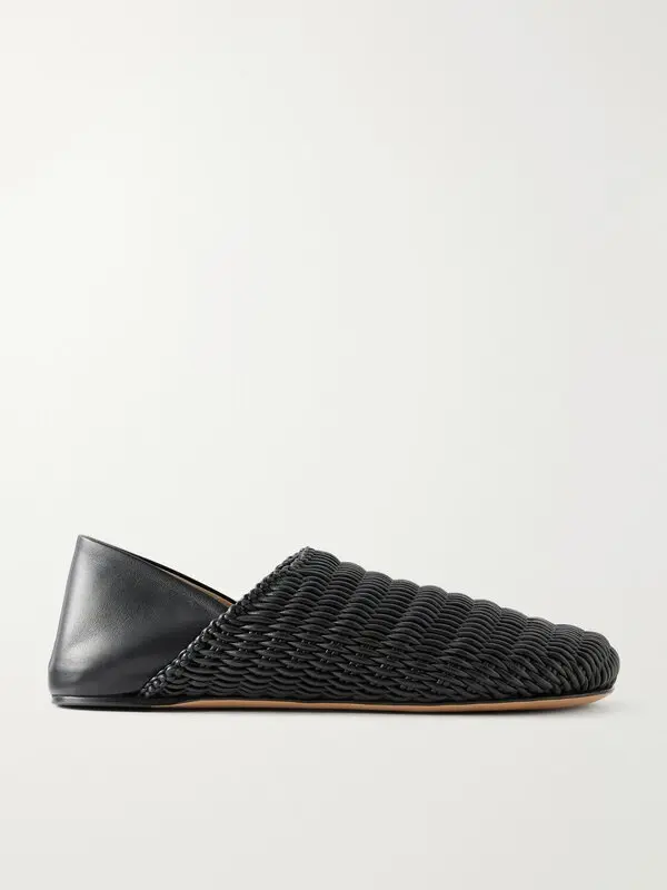 JW Anderson Woven Leather Mules - Black