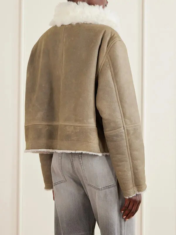 Rick Owens Belted Shearling-trimmed Suede Jacket
