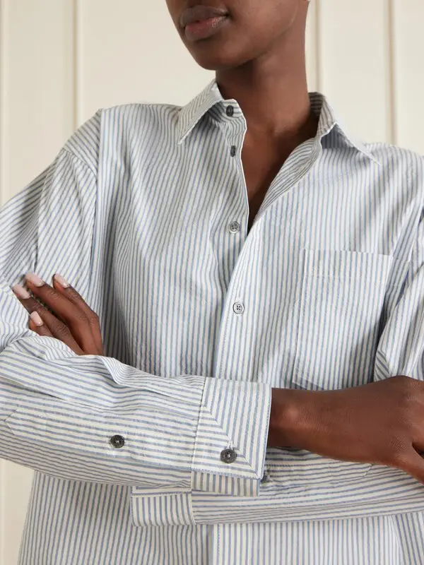 B Sides Nolan Striped Cotton-blend Seersucker Shirt