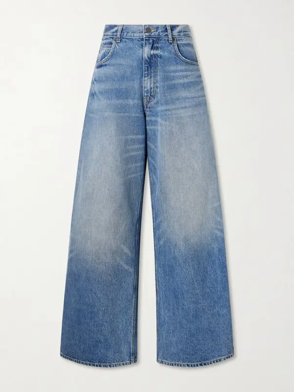 NILI LOTAN Terese Faded Wide-leg Jeans - Blue