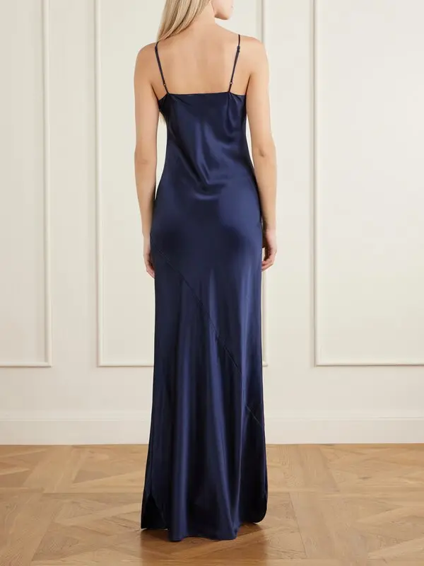 NILI LOTAN Cami Silk-satin Gown - Blue