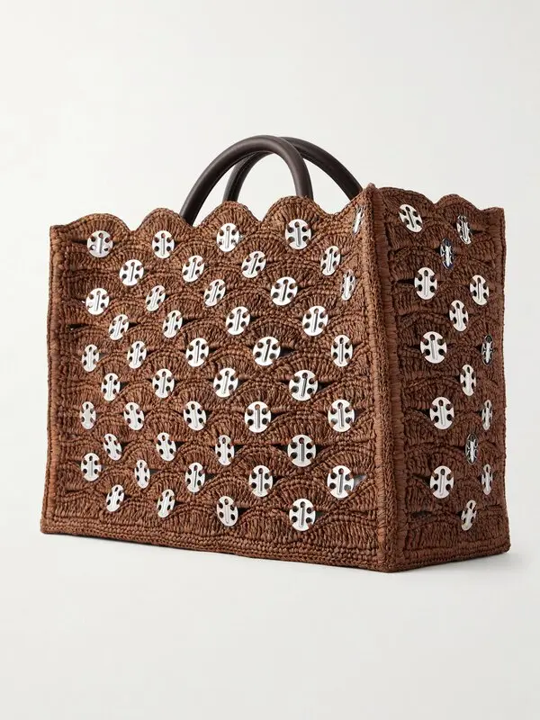 Rabanne Embellished Sac A Main Raffia Tote Bag