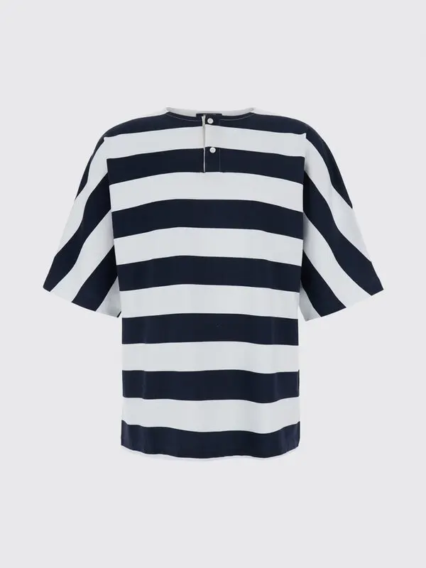 Jacquemus Striped Cotton T-shirt With Crewneck And Button Placket