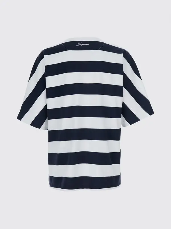 Jacquemus Striped Cotton T-shirt With Crewneck And Button Placket