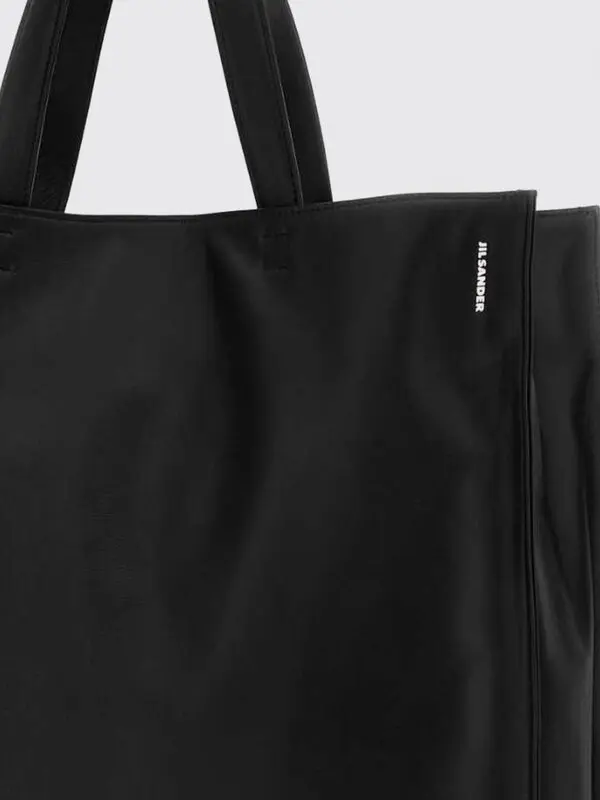 JIL SANDER Large Light Smooth Calfskin Leather Tote Bag With Double Handle