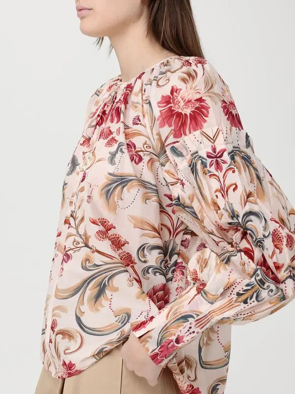 Farm Rio Cotton Blouse With Floral Print And Long Sleeves