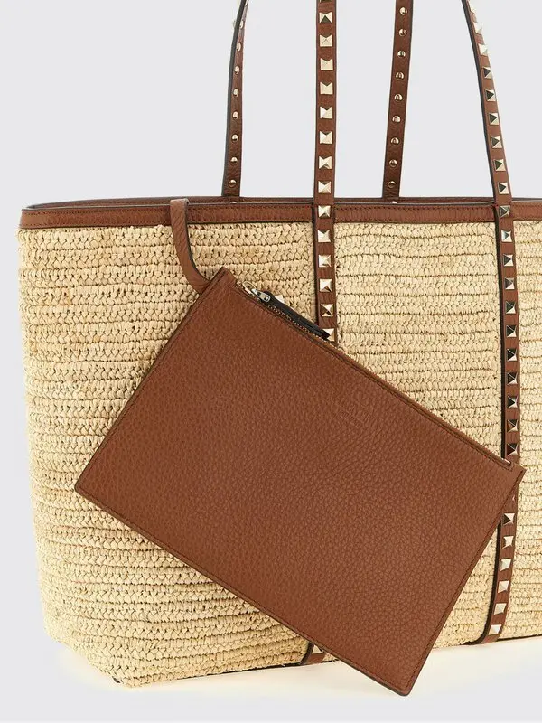 Valentino Garavani Rockstud Raffia Bag