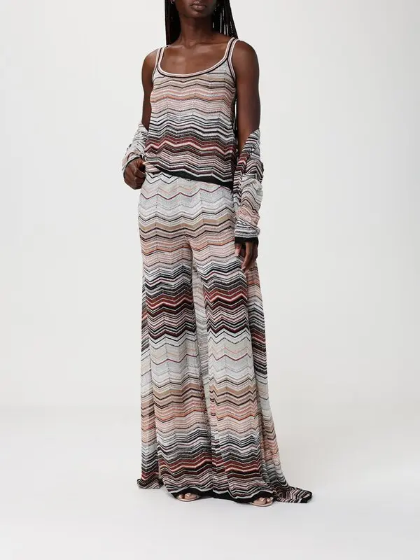 Missoni Lurex Viscose Zigzag Palazzo Trousers
