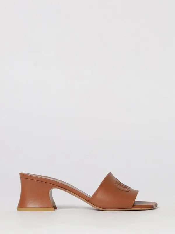 Chloé Soleil Mules In Leather - Brown