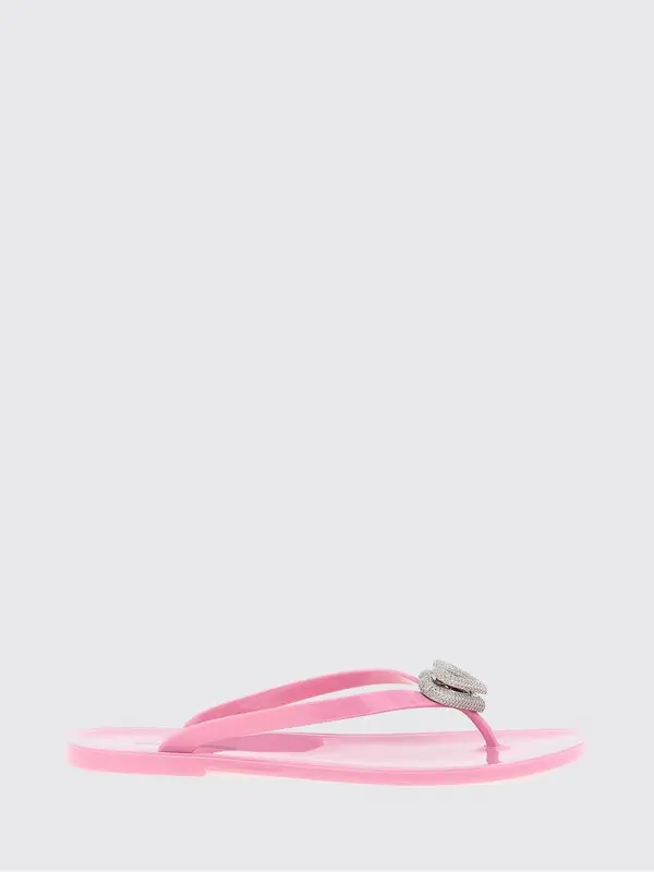 MACH&MACH Pvc Flip Flops With Rhinestone Hearts - Pink