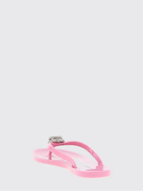 MACH&MACH Pvc Flip Flops With Rhinestone Hearts - Pink
