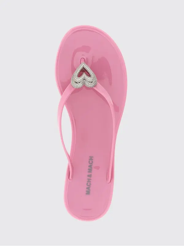 MACH&MACH Pvc Flip Flops With Rhinestone Hearts - Pink