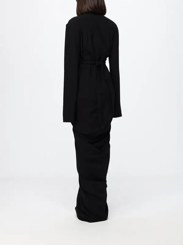 Rick Owens Asymmetrical Draped V-neck Long Evening Gown