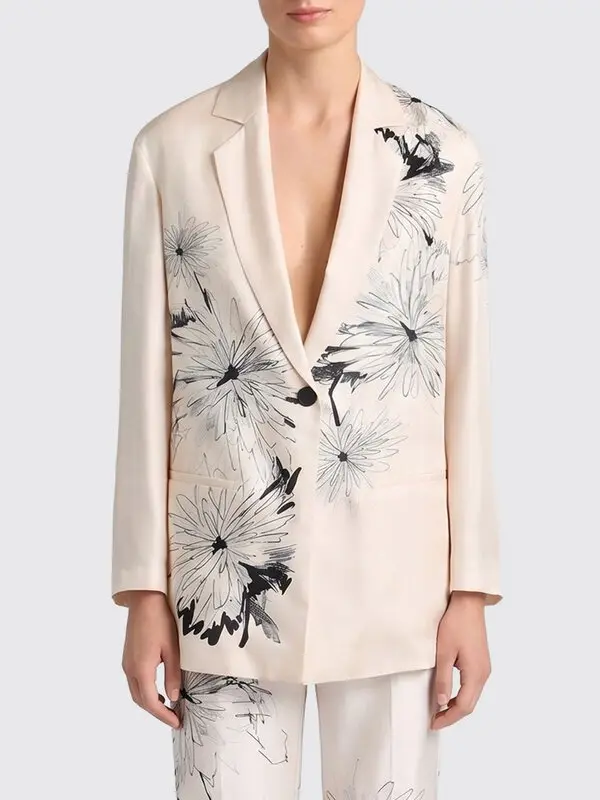 Momoni Printed Silk Single-breasted Blazer