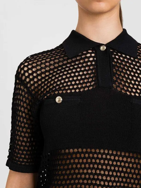 TWINSET Mesh Viscose Polo Shirt