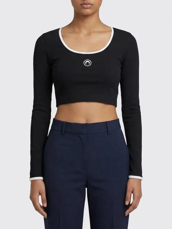 MARINE SERRE Logo Cotton Crop T-shirt