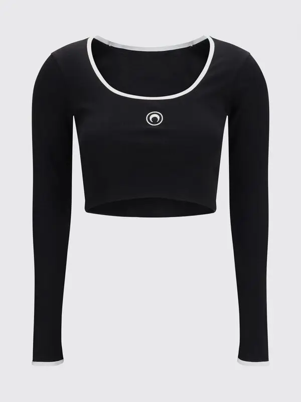 MARINE SERRE Logo Cotton Crop T-shirt