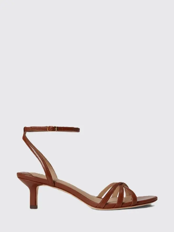 Ralph Lauren Kendyl Sheepskin Leather Stiletto Heel Sandals - Brown