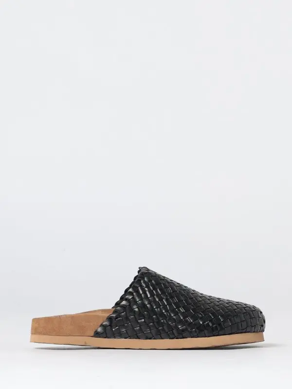 Dragon Diffusion Woven Leather Sabot Mules With Low Heel And Round Toe