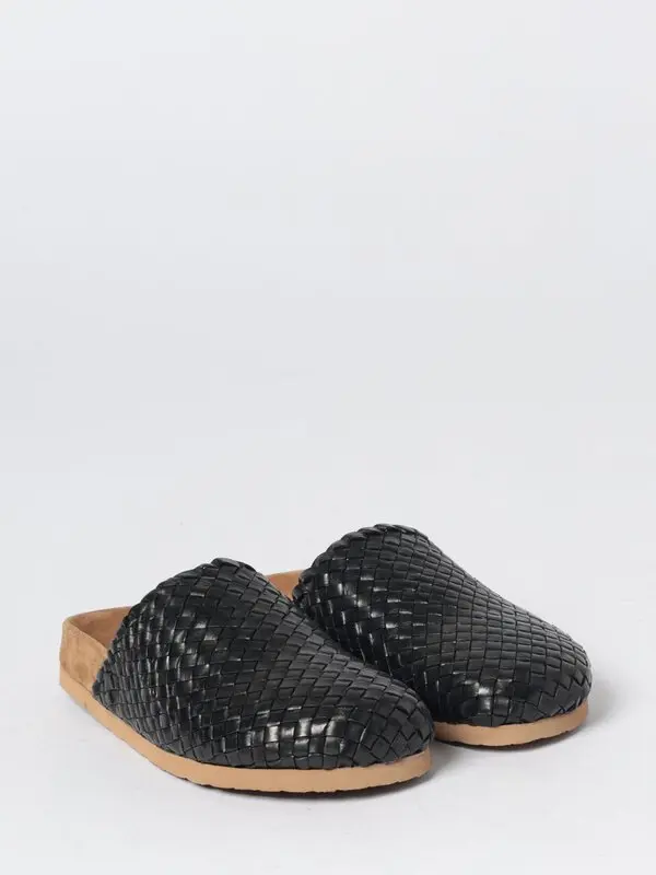 Dragon Diffusion Woven Leather Sabot Mules With Low Heel And Round Toe