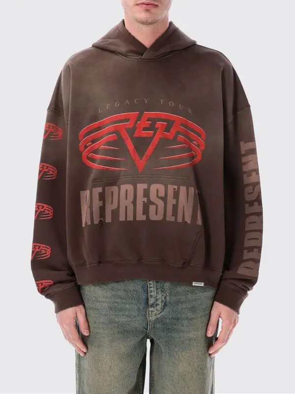 REPRESENT Cotton Hooded Sweatshirt With Logo Print - Black