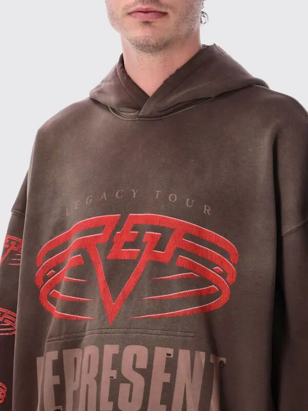 REPRESENT Cotton Hooded Sweatshirt With Logo Print - Black
