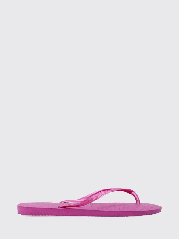 Havaianas Slim Rubber Thong Sandals With Low Heel And Tone-on-tone Logo - Fuchsia