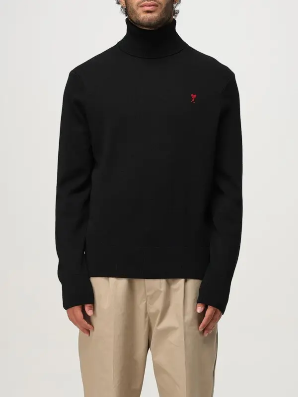 AMI Paris Merino Wool Turtleneck Sweater - Black
